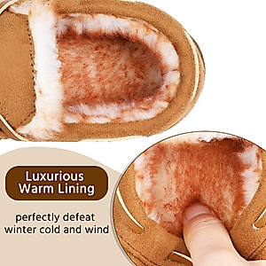 NCCB Boys Memory Foam Slippers Plush Liner Anti-skid Moccasin Shoes Beige Size Big Kid 3