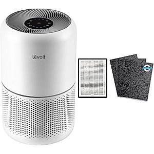 LEVOIT Air Purifier for Home Allergies Pets Hair in Bedroom & LV-H126 Air Purifier Replacement Filter, HEPA Filter, High-Efficiency Activated Carbon Filter, 3 Extra Pre-Filters, LV-H126-RF,Black