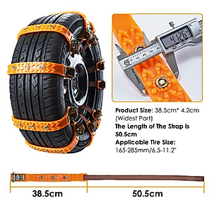 DEDC 10 PCS Car Snow Chains, Universal Fit Anti-Slip Car Chains,Winter Driving Security Chain, Emergency Thickening Anti Skid Snow Grips for SUV Car, Traction Mud Chain for Tire Width 7.2-11.6 Inches
