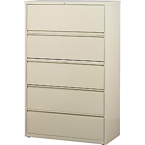 Lorell 5-Drawer Lateral File, 36 by 18-5/8 by 67-11/16-Inch, Putty