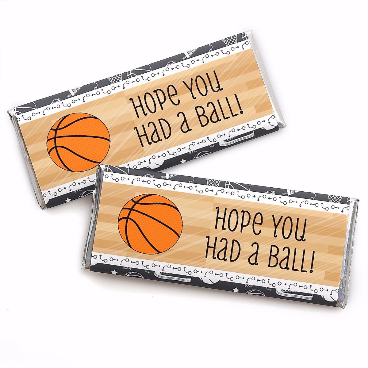 Big Dot of Happiness Nothin' but Net - Basketball - Candy Bar Wrappers Birthday Party Favors - Set of 24