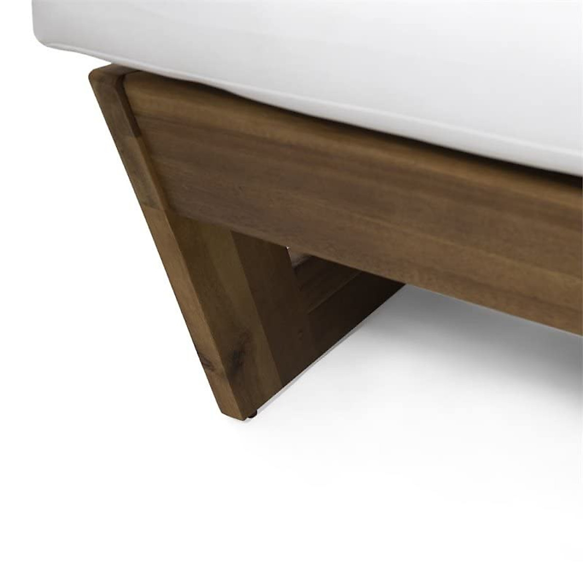 Great Deal Furniture Kaitlyn Outdoor Acacia Wood Loveseat with Cushions, Teak and White