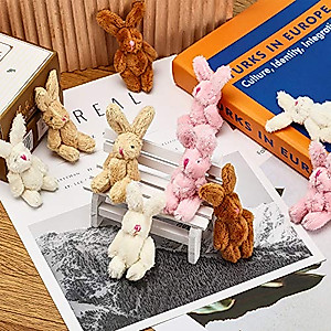 20 Pieces Mini Plush Rabbit Tiny Joint Rabbit 2.4 Inch Small Bunny Doll Soft Bunny Stuffed Animal Toys for Easter Birthday Cake Wedding Decorations Party Favors (Long Plush Style)
