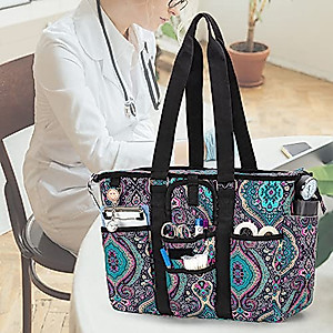 LoDrid Nurse Bag with Bottom Pad, Large Home Health Nurse Bag, Medical Assistant Bag with Multiple Pockets Features, Nurse Equipment Bag for Work, Totem, Bag Only