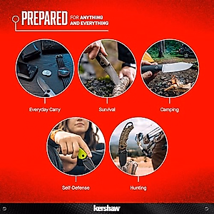 Kershaw Filter Pocket Knife, 3.25” Steel Blade with Assisted Opening, Stainless Steel Handle with Deep-Carry Reversible Pocketclip, Small Folding Knife