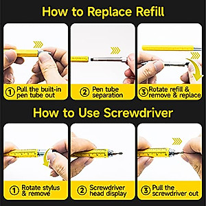 Gifts for Men Him Dad, Multitool Pen Construction Tools, Cool Tool Gadget for Boyfriend Husband, Unique Mens Fathers Day Birthday Gifts Pocket Multi Tool Engineer Woodworker Carpenter