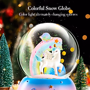 Unicorn Snow Globe for Kids, VECU Snow Globe with Music Perfect Unicorn Music Box for Girls, Granddaughters Babies Birthday ( Manual Snow Drift)