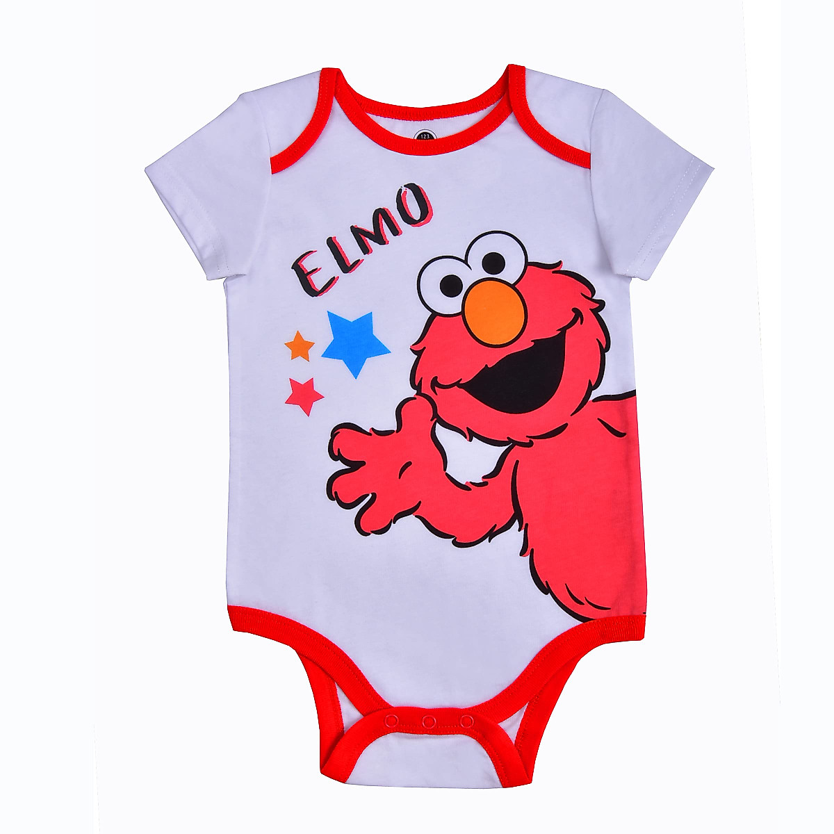 Sesame Street Elmo and Cookie Monster Boys Short Sleeve Bodysuit with Cap Set for Baby and Infant – Blue/White or Red/White