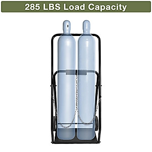 biosp Welding Cylinder Cart with Two 6'' Solid Rubber Wheels, Heavy Duty Torch Cart with 2 Hinges, 285 lbs Load Capacity Gas Oxygen Bottle Acetylene Tank Hand Truck, 41''H x 18.5''W x 10''D, Black