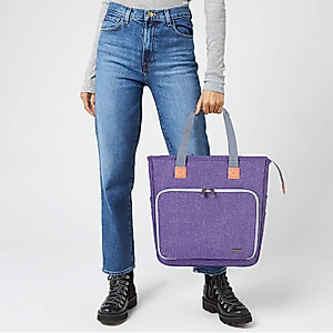 Luxja Knitting Tote Bag, Yarn Storage Bag for Carrying Projects, Knitting Needles, Crochet Hooks and Other Accessories, Purple