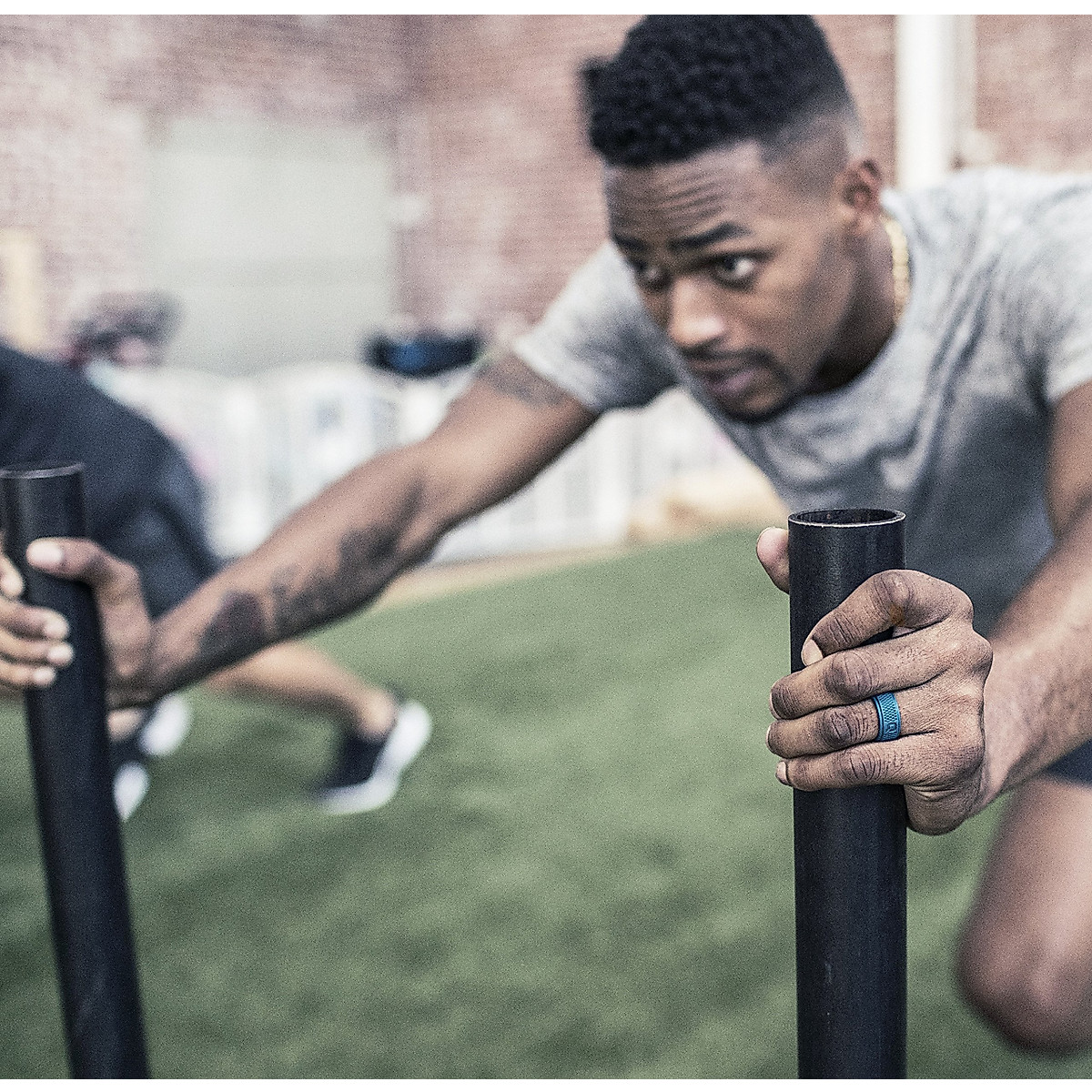 QALO Men's Silicone Ring, Black (Size 10) - Step Edge Q2X - Mens Wedding Bands - Breathable & Durable Silicone Rings for Men - Thick Rubber Engagement Rings for Him - 9mm x 2mm