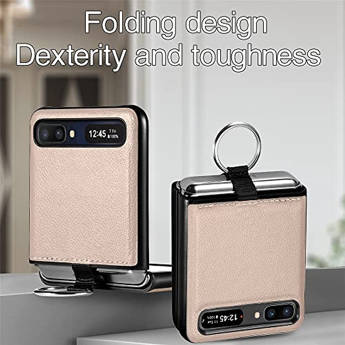 DENUVI Slim Finger Ring Holder Leather Case for Samsung Galaxy Z Flip 3 Flip4 Flip 4 Flip3 5G Folding Cell Phone Cover,red,for Samsung Z Flip 3