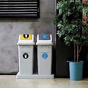 carrotez Recycle & Trash Logo Stickers for Trash Cans, Garbage containers, Recycle Bins, Waterproof Recycle Stickers, Organize Trash at Home, Office, Strong Self Adhesive Decals, 4x4 Inches (4 Pack)