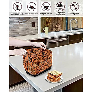 Toaster Dust Cover 2 Slice, Pumpkin Castle Bat Witch Hat Bread Maker Cover Toasters Covers for Fingerprint Protector Washable Kitchen Small Appliance Cover 12x11x8in