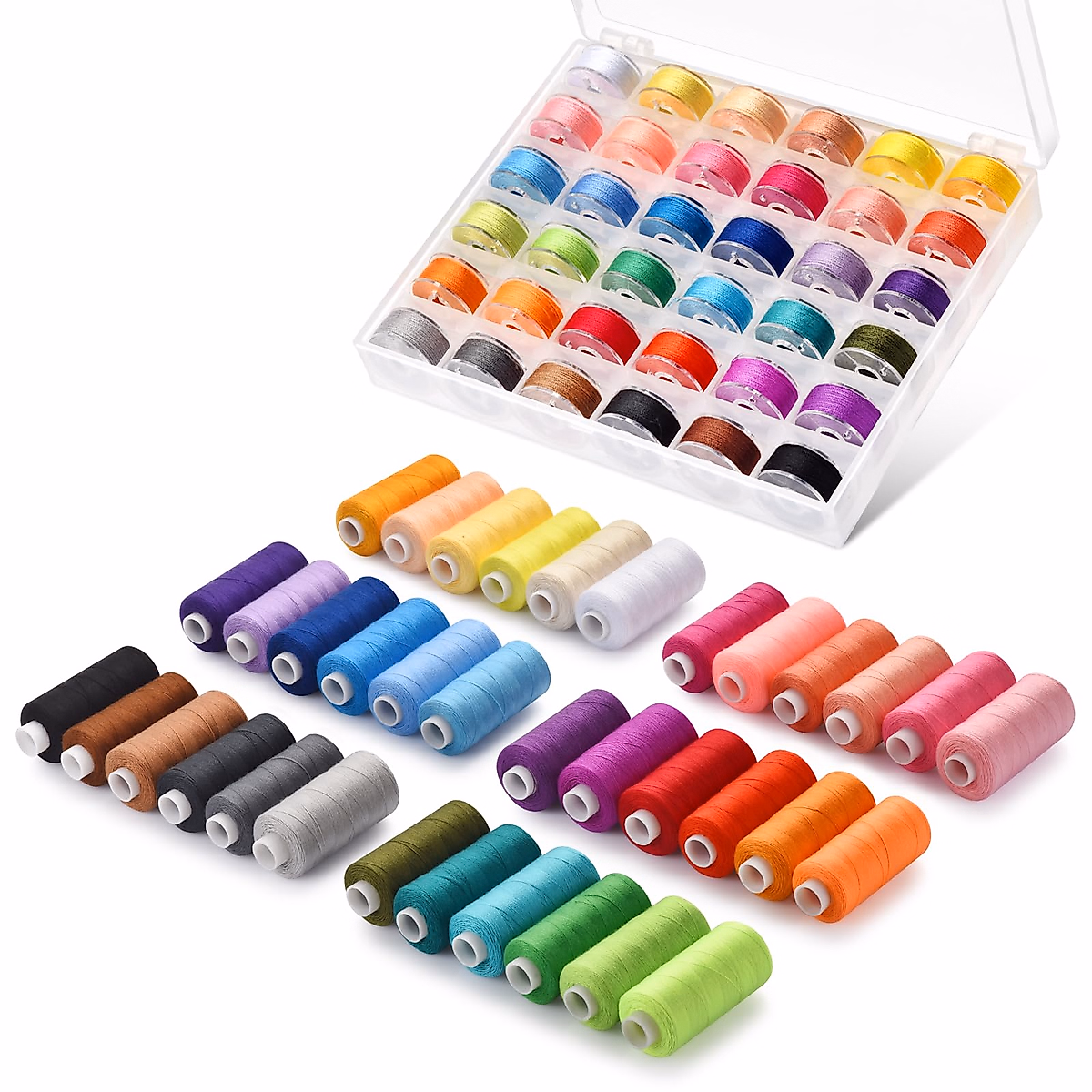 72pcs Sewing Thread kit, 36 Colors Sewing Machine Threads, Prewound Bobbins Sewing Threads Kit, Sewing Machine Thread Assortment, 400 Yards per Spools Polyester Thread