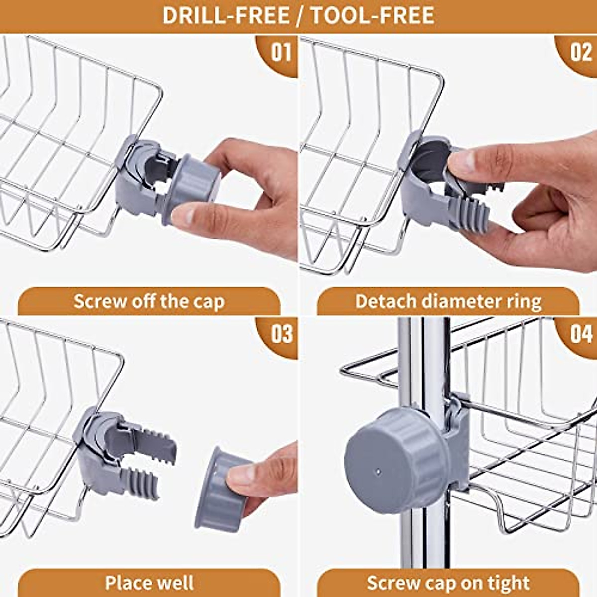 NCARSTER Stainless Steel Faucet Rack, 2 Pcs Kitchen Sink Caddy Faucet Rack with Hook - Detachable Scrubbers Soap Hanging Faucet Drain Rack for Bathroom (Silver -M)