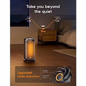Dreo Quiet Space Heaters for Indoor Use, 1500W Electric Heater with Remote, PTC Ceramic Heater with Thermostat, 12H Timer, 70° Oscillation, Digital Display, Fast Safety Room Heater for Bedroom Office