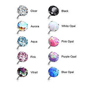 Titanium Labret Monroe Ear Cartilage Threadless Push Pin Nose Stud 2mm Black Prong Set CZ 9/32" (7mm) Post 18G