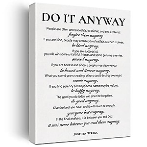 Inspirational Canvas Wall Art Motivational Do It Anyway Quote Canvas Print Positive Canvas Painting Office Home Wall Decor Framed Gift 12x15 Inch
