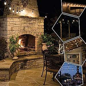 Enbrighten Classic Warm White String Lights, 48ft Black Cord, 24 Shatterproof Acrylic Bulbs, Weatherproof, Outdoor String Lights, 31664