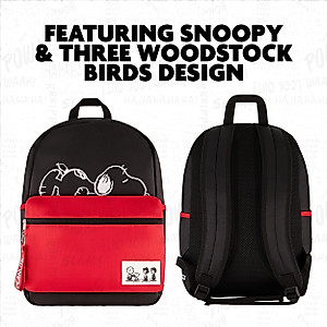 Concept One Peanuts 13 Inch Sleeve Backpack, Snoopy, Charlie Brown and Woodstock Padded Computer Bag for Commute or Travel, Multi