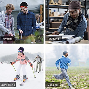 Wireless Beanie for Men, Smart Music Knit Winter Hat with Speaker Mic for Fitness Outdoor Sports, Black