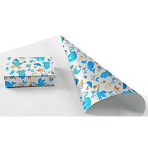 Gift Wrapping Paper 30" x 84" Sheet Vintage Style (Baby Boy)