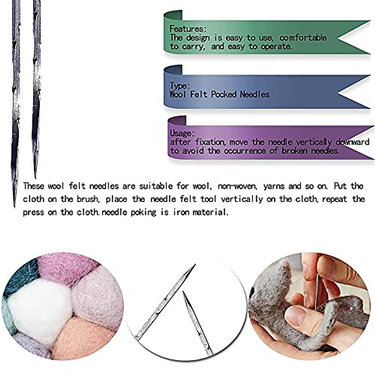 Mayboos 35 Pcs Needle Felting Needles,Wool Felting Supplies with 4 Types Star,Twisted,Cone,Triangular Felting Needles Color Coded Wool Felting Needles Tool Kit with Needle Box