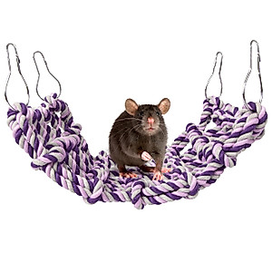Niteangel Small Animal Activity Toy, Rat and Ferret Cotton Rope Nets (Purple)