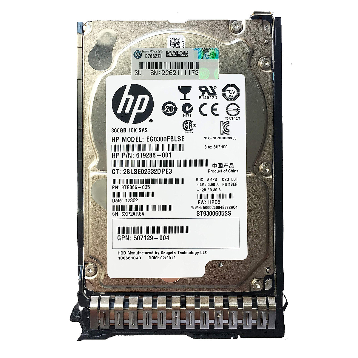 HPE 300GB EG0300FBLSE 619286-001 9TE066-035 ST9300605SS 10K SAS 6Gbps 2.5" SFF with HPE Tray