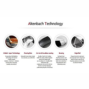 ALTEN BACH Romanesque Wok Pan 3-layer Non-stick Stainless Alumiuium Stir Fry Pan 8-inch(22cm),10-inch(26cm),11-inch(28cm),12-inch(30cm) (10-inch(26cm))