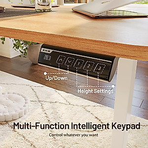 Monomi Electric Standing Desk, 55 x 28 inches Height Adjustable Desk, Ergonomic Home Office Sit Stand Up Desk with Memory Preset Controller (Natural Top/White Frame)