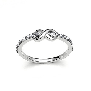 etneyjewels 0.14 Carat Round Cut Infinity Design Natural Diamond Wedding Band Ring For Women Set In 10Kt Solid White Gold Minimal Jewellery For Her (Clarity I1-I2 , Color Hi,7.5)