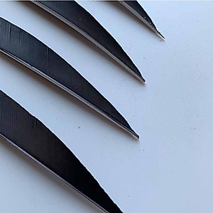 ONTFIHS 100pcs Shield Feather Fletching 4 Inch Real Turkey for Archery Hunting Target Shooting Arrows Right Wing (Black)