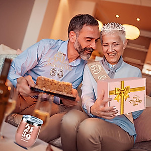 60th Birthday Decorations Gifts for Women Including Crown, Sash, Cake Topper, Candles and 12oz Wine or Coffee Tumbler Mug with Lid, Gifts for 60 Year Old Woman