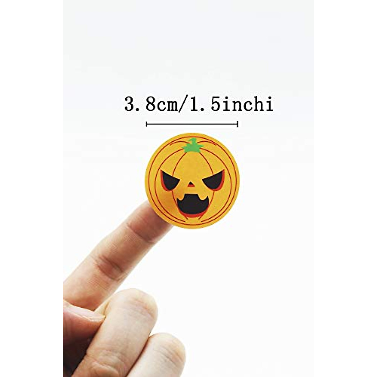 Halloweens Pumpkins Stickers Roll 1,000 Pieces 8 Fces Stickers for Jack O Lantern Trick or Treat Indoor Art Crafts Scrapbooking Thanksgiving Seasonal Decor Party Decorations Decals - 1.5x1.5 inchi