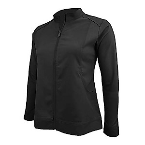 Natural Uniforms Women's Ultra Soft Stretch Zip Up Scrub Jacket (Black, 2X-Large)