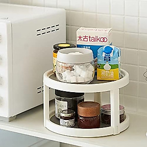 CheeseandU 2 Tier Lazy Susans Turntable - 10 Inch Pantry Cabinet Lazy Susan Storage Turntable Space Saving Rotating Spice Rack for Spices, Condiments, Baking, Bathroom