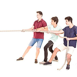 Faxco 10ft Natural Twisted Cotton Rope Strong Triple-Strand Rope for Sports, Crafts, Indoor Outdoor Use Tug of War Rope