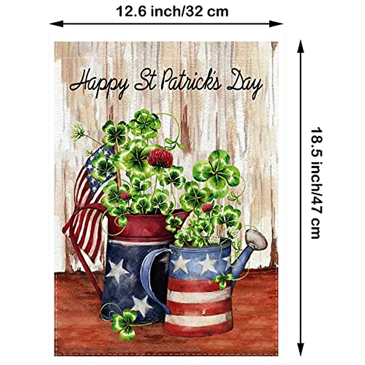 St Patricks Day Garden Flag Luck Shamrock US Flag Bottle 12.5 x 18 Inch Vertical Double Sided Burlap Happy Patricks Day Home Yard Decorations