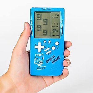 Nbguigdstr Brick Game Console,Retro Handheld Game Console,3.5-inch Large Screen Tank/Racing/Building Block Game,Built-in 23 Games(Blue)