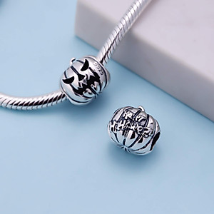 Happy Halloween Skull Pumpkin Charms 925 Sterling Silver Holiday Beads fit Pandora Bracelets Gifts for Women
