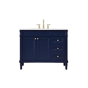 Elegant Decor Indoor Modern Under Sink Bathroom Fixtures Storage Organizer Cabinet 42 inch Single Bathroom Vanity - Blue