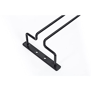 SODUKU Hanging Wine Glass Racks Under Cabinet, 11.8'' Black Stemware Racking Holder for Bar Kitchen Cupboard Shelves, Set of 2