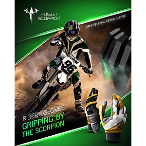 POISON SCORPION Dirt Bike Gloves, Motorcycle Gloves for Men Women Outdoor Sports Full Finger Gold M fit Motocross MX BMX MTB ATV UTV Mountain Bicycle Cycling Biking Riding