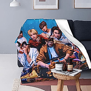 Gobits Kpop Blanket Korean Star Throw Blanket Idol Singer 50x60 Inch Anti-Pilling Flannel Ultra Soft Cozy Fleece Boys Fans Merchandise for Sofa Bed Girls Adults Gifts