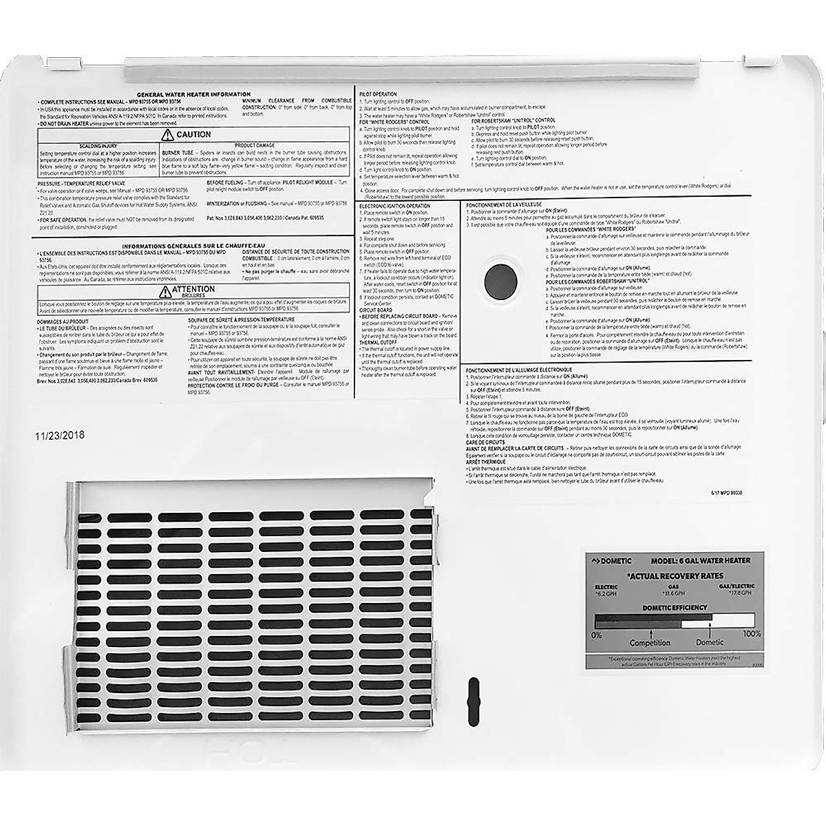 Dometic™ (Atwood) 91386 RV Water Heater Exterior Access Door - 6 Gal. - White