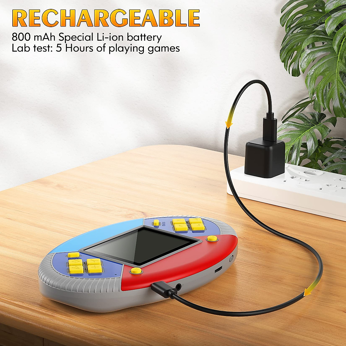 TEBIYOU Handheld Game Console for Kids Build in 218 Puzzle Leisure Video Games Portable Rechargeable Oval Colorful Gamming System with 3.0” LCD Boys Girls Birthday Christmas Party Gift (Gray)