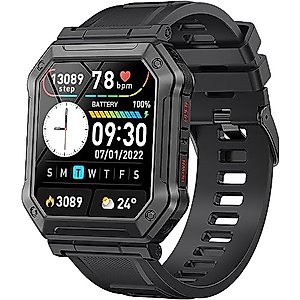 INEYES Military Smart Watch for Men (Make/Answer Call), HD Outdoor Rugged Tactical Smartwatch, Sport Fitness Tracker with Heart Rate Blood Pressure Sleep Monitor for iPhone Android Phones