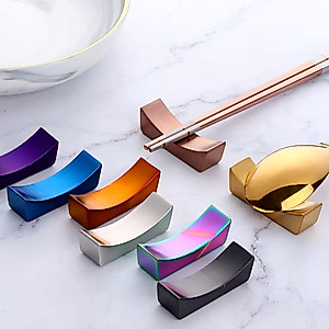 Meiishaaa Ramen Noodle Bowl, 2 Set (8PCS) Stainless Steel Japanese Style Soup Bowls and Spoons Set with Chopsticks & Chopsticks Holders for Udon Soba Pho Asian Noodles, Rainbow